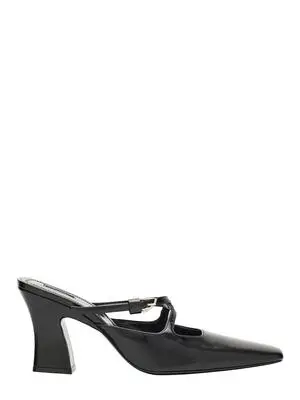 NODALETO Grace Leather Mule Pumps - Black