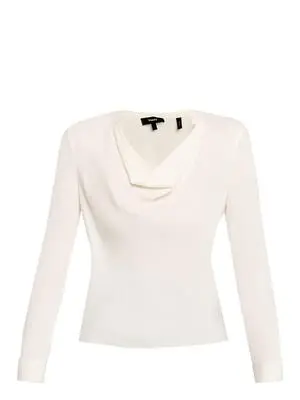 Theory Draped Long-sleeve Silk Blouse - Ivory