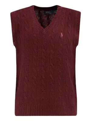 Polo Ralph Lauren Cable Knit Wool And Cashmere Vest - Purple