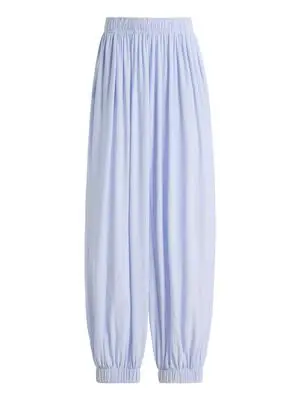BIRROT Lay1 Gathered Crepe Wide-leg Pants - Light Blue