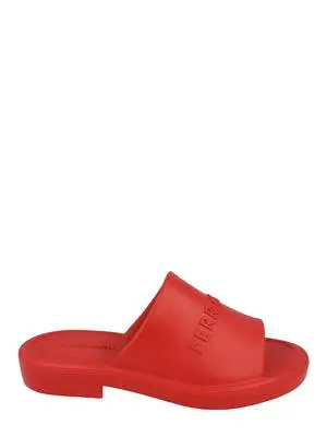 FERRAGAMO Giuneva Logo Embossed Slides - Red