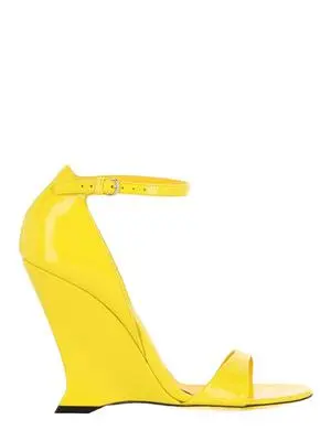 FERRAGAMO Vidette Patent Leather Wedge Sandals - Yellow