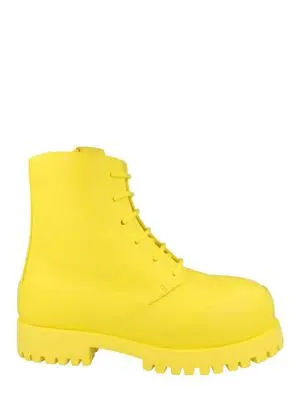 FERRAGAMO Fede Leather Combat Boots - Yellow