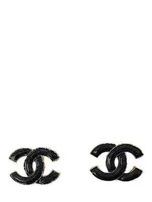 Chanel Cc Logo Earrings - Gold/black (abc254)