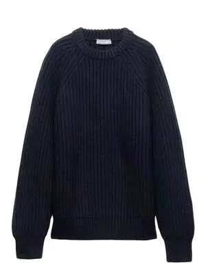 Prada Ribbed-knit Fur-collar Sweater - Blue