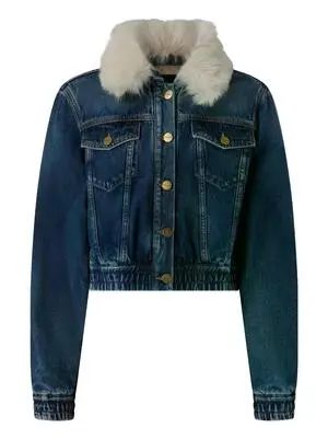 Pinko Denim Jacket With Contrasting Collar - Blue