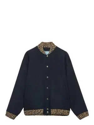Prada Knit-trimmed Wool Bomber Jacket - Blue