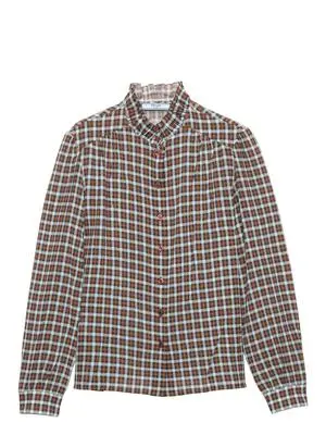 Prada Georgette Shirt Turquoise/cocoa Brown