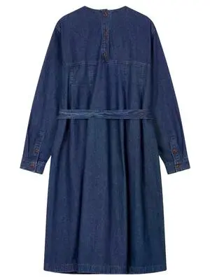 STUDIO TOMBOY Waist-belt Denim Shirt Dress - Blue
