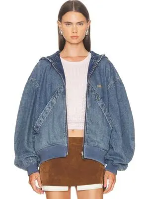 Attico Denim Bomber Jacket - Sky Blue