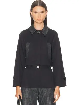Matthew Bruch Cropped Barn Jacket - Black Cotton Twill