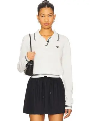 FRAME Long Sleeve Tennis Polo Top - White