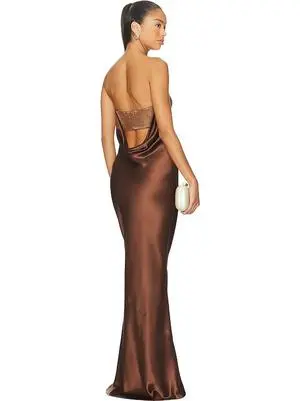 Retrofete Graziella Embellished Dress - Espresso