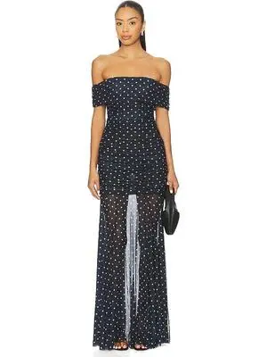 Majorelle Lena Gown - Dark Navy & Cream Dot