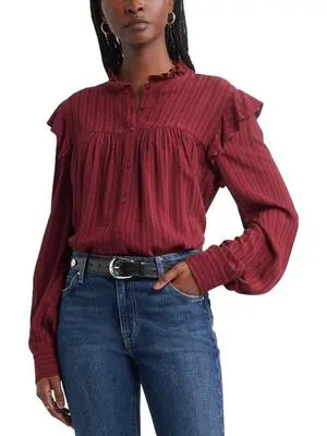 Treasure & Bond Ruffle Button-up Shirt - Red Grape