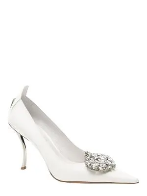Jeffrey Campbell Parliament Pointed Toe Pump White Satin
