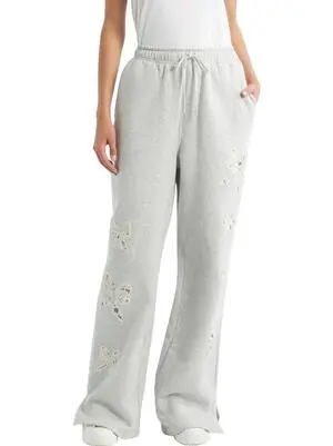 LoveShackFancy Elma Lace Sweatpants - Heather Grey