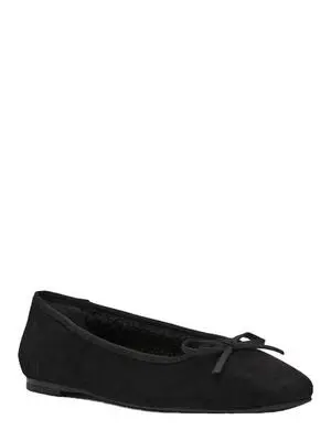 Anne Klein Square Toe Ballet Flat Black Suede