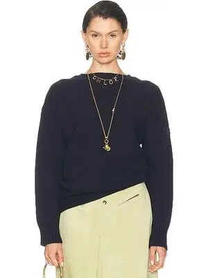 Chloé Wool Cashmere Pullover Sweater - Navy