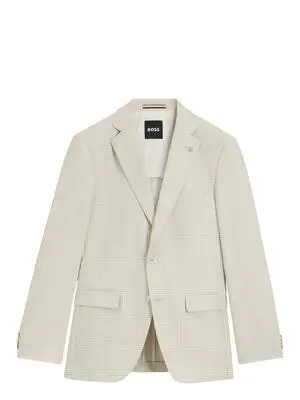 BOSS Wool-silk-linen Check Blazer - White