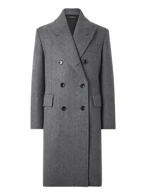 TOM FORD Double-breasted Herringbone Wool Overcoat - Gray