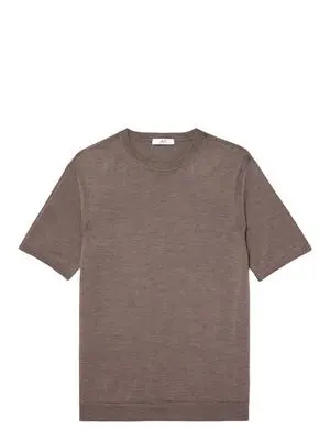 Mr P. Ribbed Merino Wool T-shirt - Brown