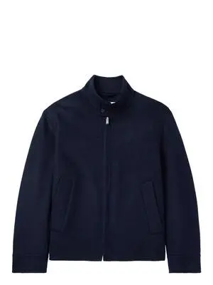 LARDINI Brushed Wool And Cashmere-blend Bomber Jacket - Blue