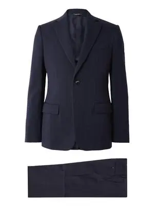 Loro Piana International Pinstriped Virgin Wool Suit - Blue