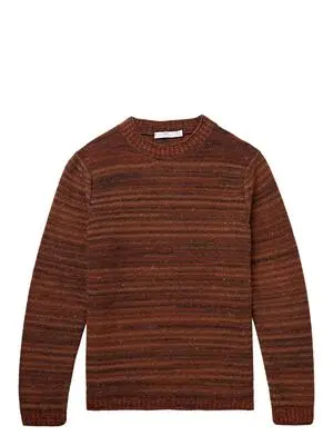 Inis Meáin Striped Merino Wool And Cashmere-blend Sweater - Brown