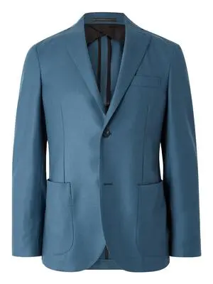 SLOWEAR Slim-fit Wool-blend Flannel Blazer - Blue