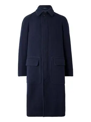 DRAKE'S Wool Balmacaan Jacket - Blue