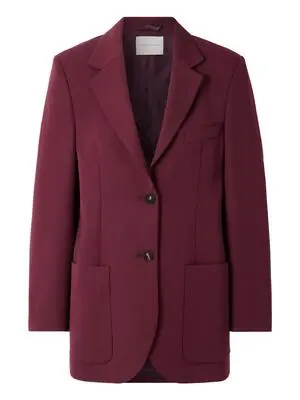Veronica De Piante Sebastian Oversized Grain De Poudre Wool Blazer - Burgundy
