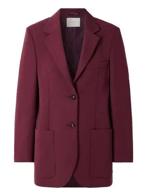 Veronica De Piante Sebastian Oversized Grain De Poudre Wool Blazer Merlot