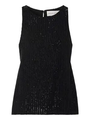 Veronica De Piante Alizeh Sequin-embellished Striped Gauze Tank - Black