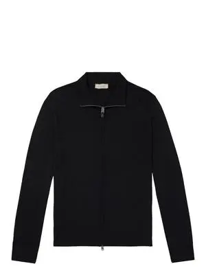 Canali Slim-fit Wool Zip-up Cardigan - Black