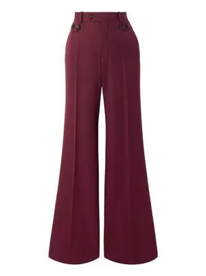 Veronica De Piante Rhea Grain De Poudre Wool Wide-leg Pants - Burgundy
