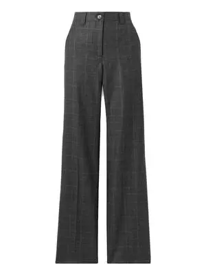 Veronica De Piante Avery Prince Of Wales Checked Wool Straight-leg Pants - Gray