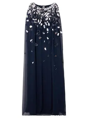 Oscar De La Renta Embellished Silk-chiffon Gown - Blue