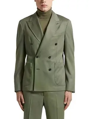 Peserico Double-breasted Patch-pocket Jacket - Green