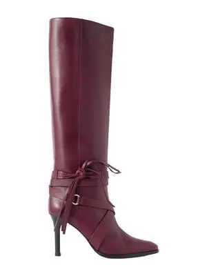 Isabel Marant Analui Leather Knee Boots - Burgundy