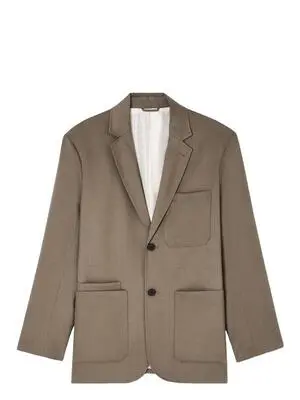 Emporio Armani Virgin-wool Twill Single-breasted Blazer - Natural