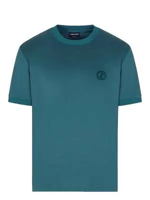 Giorgio Armani Cotton-interlock T-shirt With Ga Logo Embroidery - Green