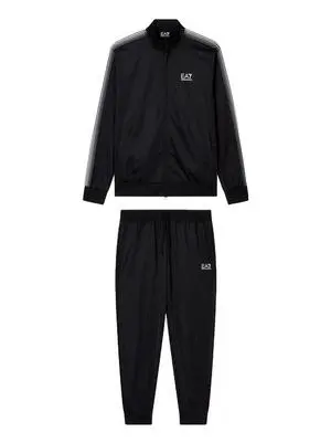 Emporio Armani Asv 7 Lines Tracksuit In Recycled Technical Fabric Black