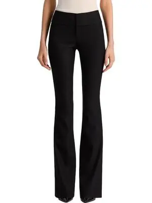Alice + Olivia Bootcut Wool Sateen Pant - Black