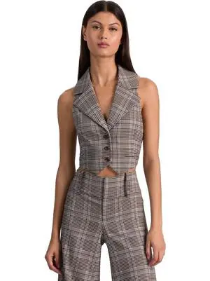 Alice + Olivia Donna Gingham Vest - Chocolate