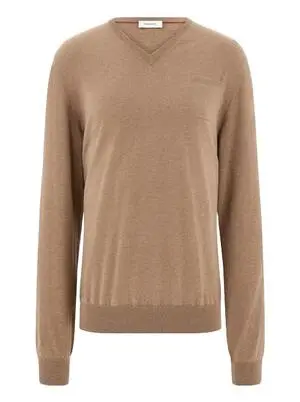 FERRAGAMO V-neck Virgin Wool Sweater - Red