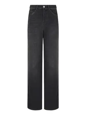 Emporio Armani Relaxed-fit Wide Leg Jeans - Black