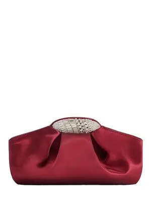 GIUSEPPE ZANOTTI Silk Clutch With Jewel Accessory Natural