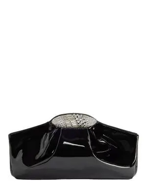 GIUSEPPE ZANOTTI Patent Goatskin Clutch - Black