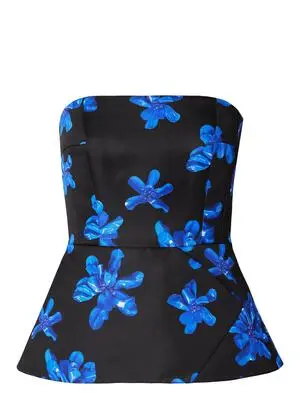 EMILIA WICKSTEAD Regan Floral-print Faille Bustier Top - Blue